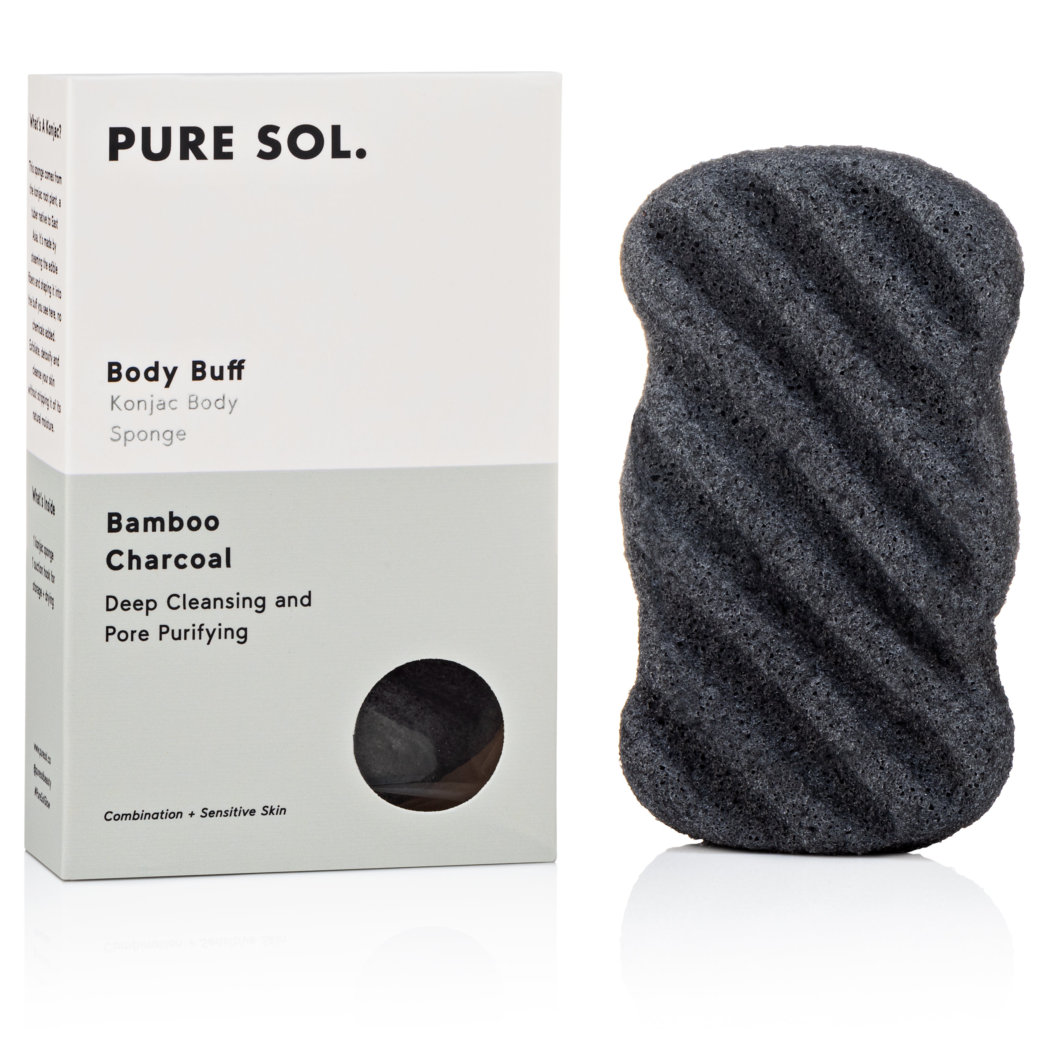 PURE SOL. Beauty Body Buff Charcoal Konjac Body Sponge – PURESOL BEAUTY